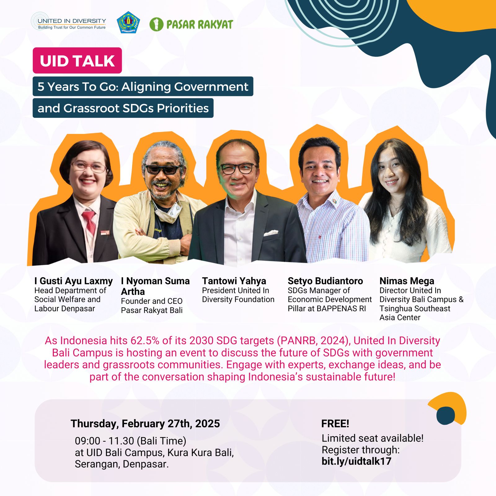 UID EVENT - UID Talk 17: 5 Years To Go: Aligning Government and Grassroot SDGs Priorities